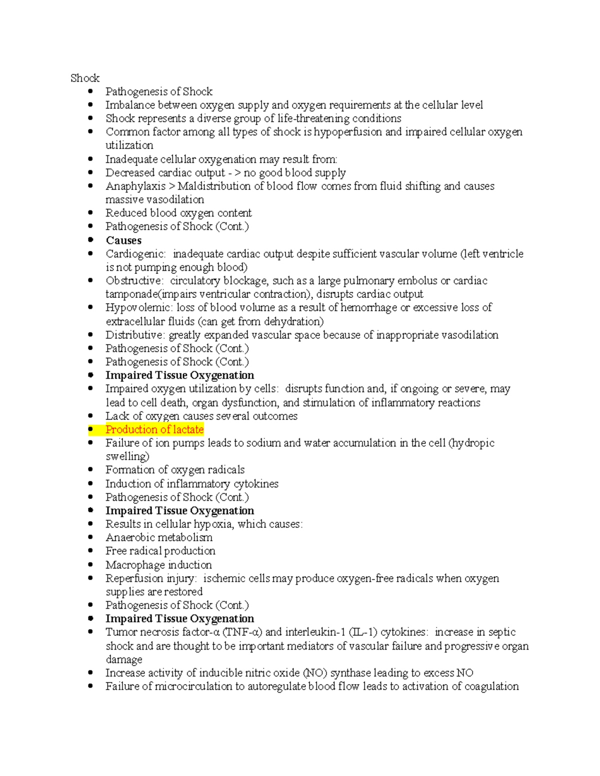 Shock - everything in red comes straight from the professor - Shock ...