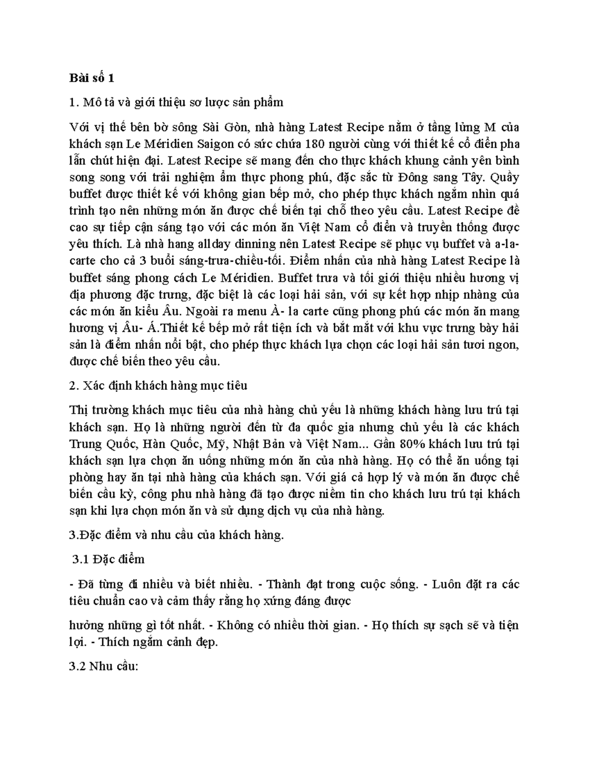Bai tham khao bai tap so 1 - Bài số 1 Mô tả và giới thiệu sơ lược sản ...