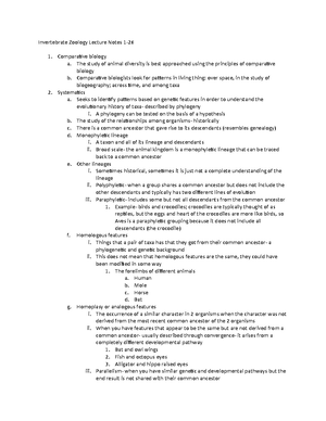 Invertebrate Zoology Lecture Notes 1-21 - Kingdom Animalia a. About 33 ...