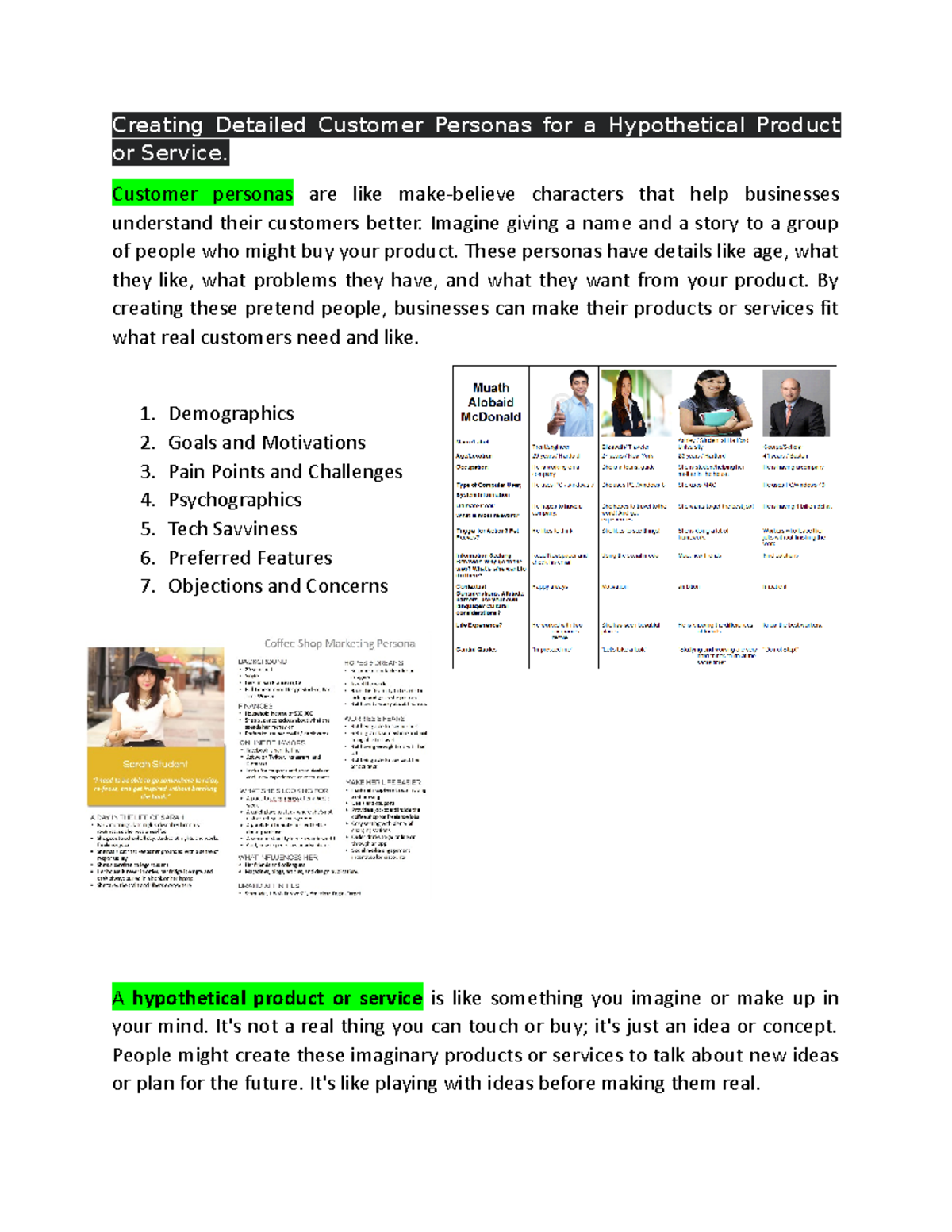 Creating Detailed Customer Personas for a Hypothetical Product or ...