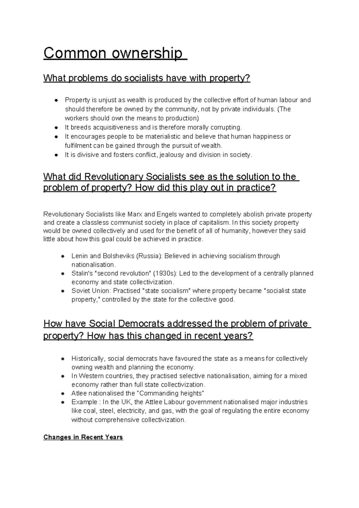Common ownership - Socialism - Common ownership What problems do ...