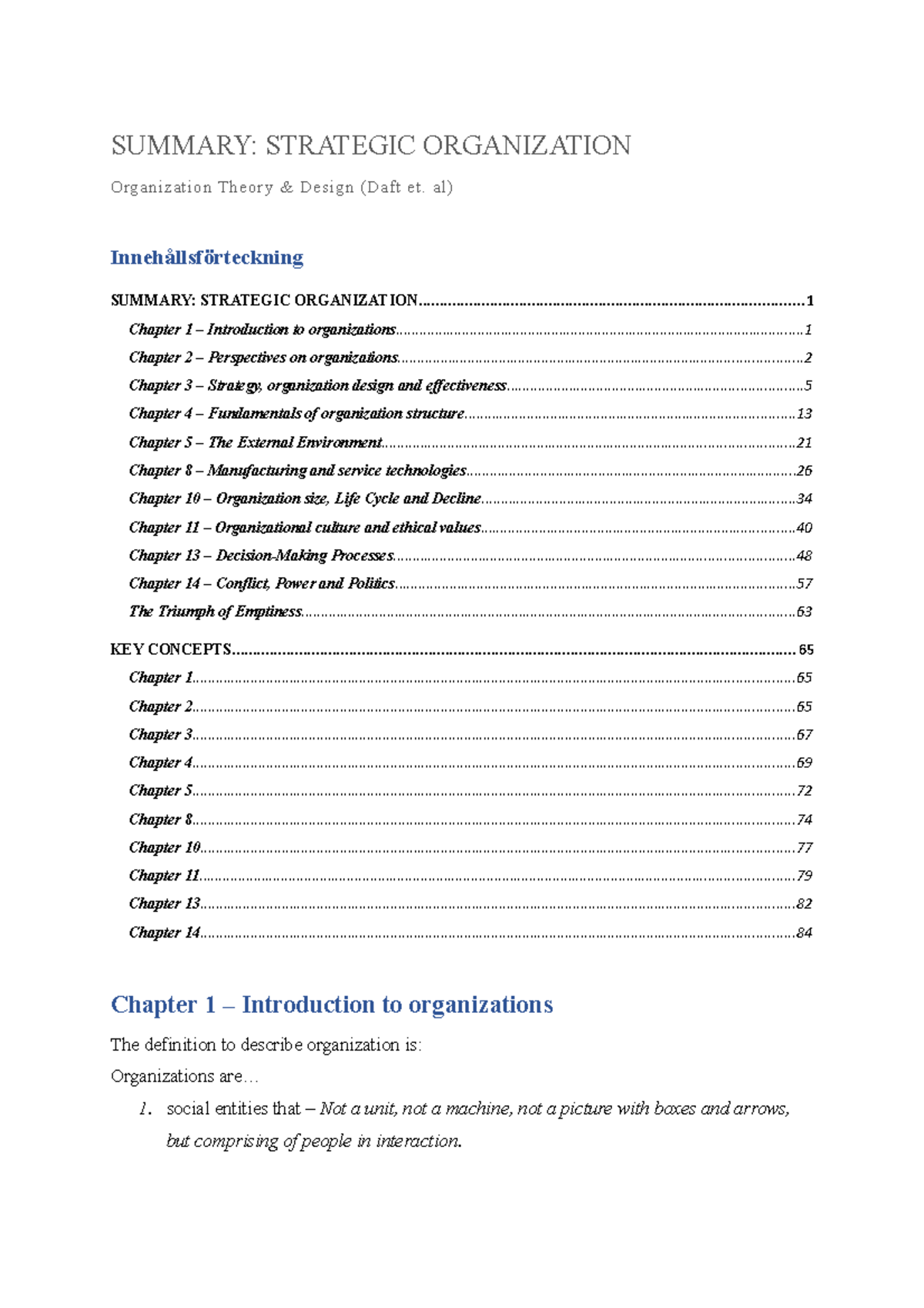 Summary Strategic Organizing - SUMMARY: STRATEGIC ORGANIZATION ...