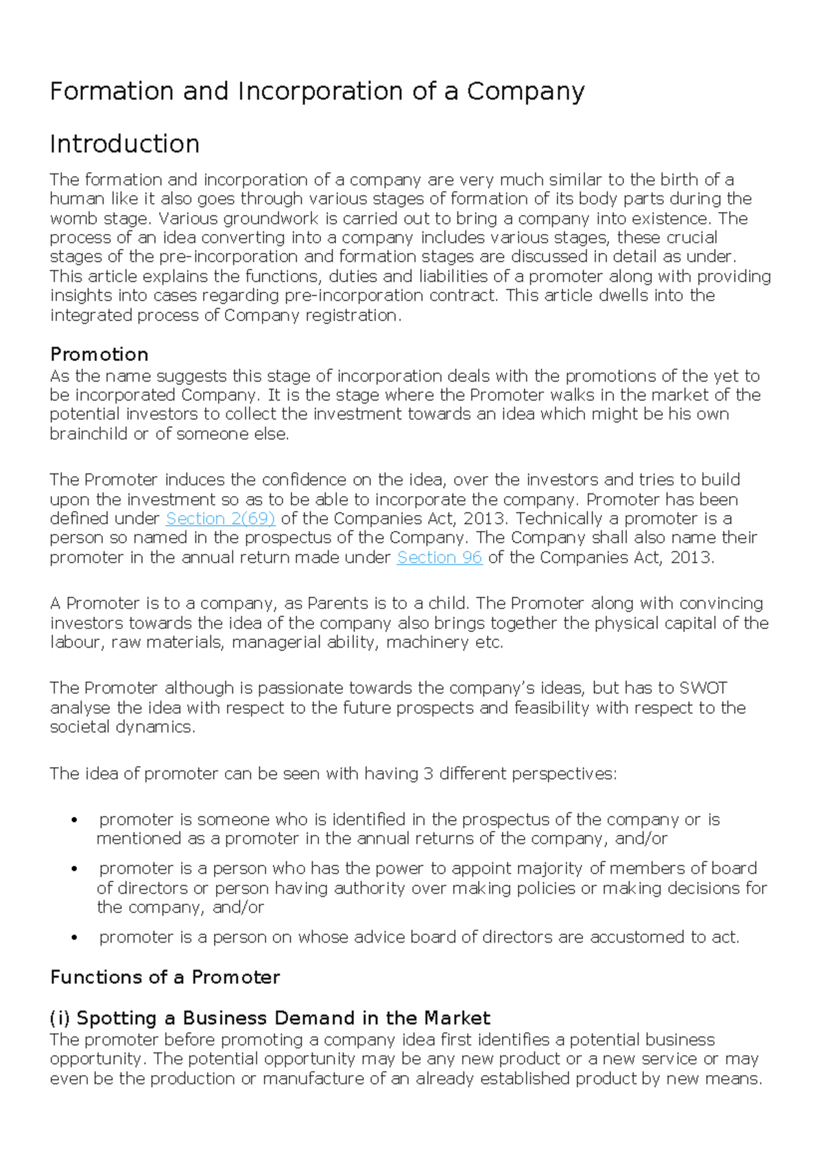 New Microsoft Word Document - Formation and Incorporation of a Company ...