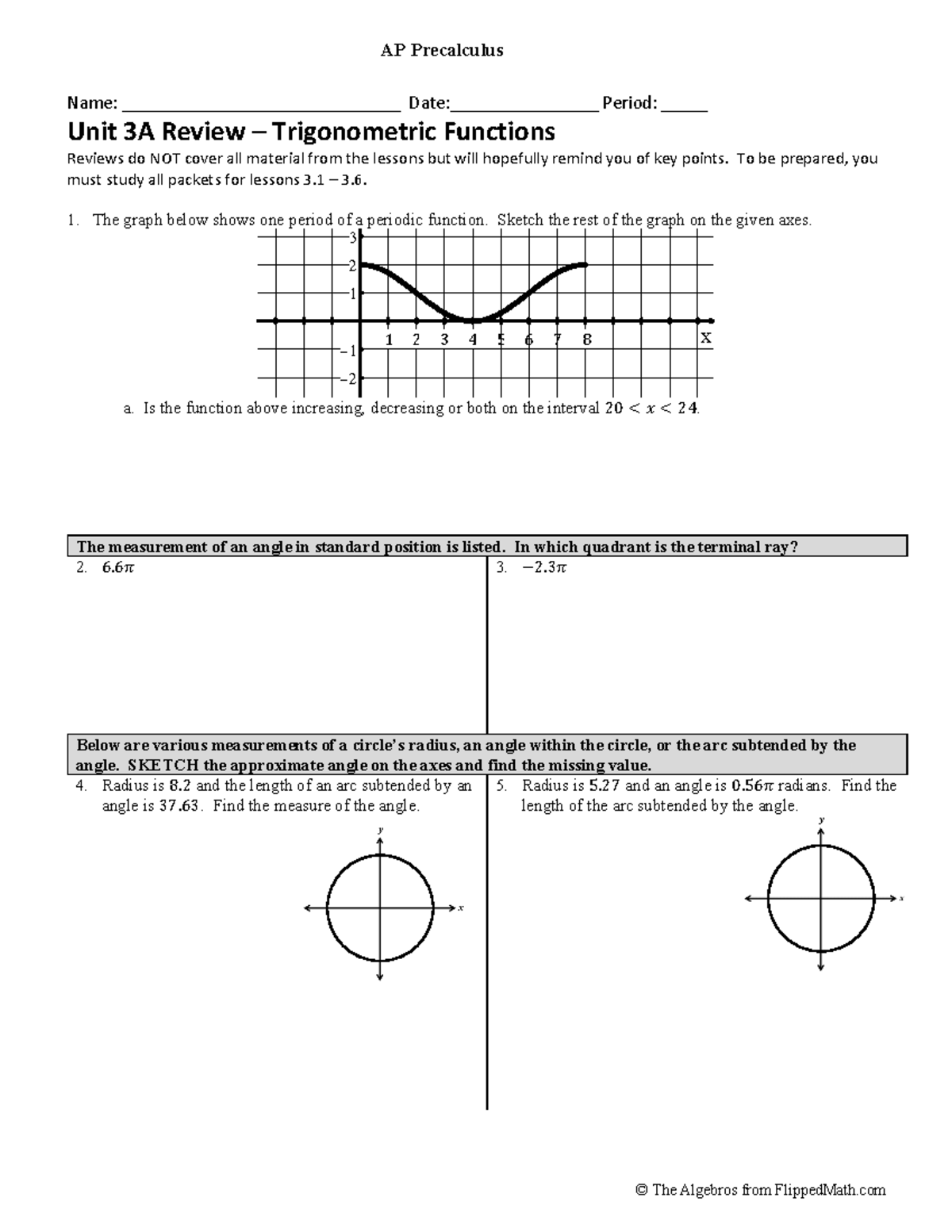 AP+Pre Cal+Review+3 - Math - Name: ______________________________ Date ...