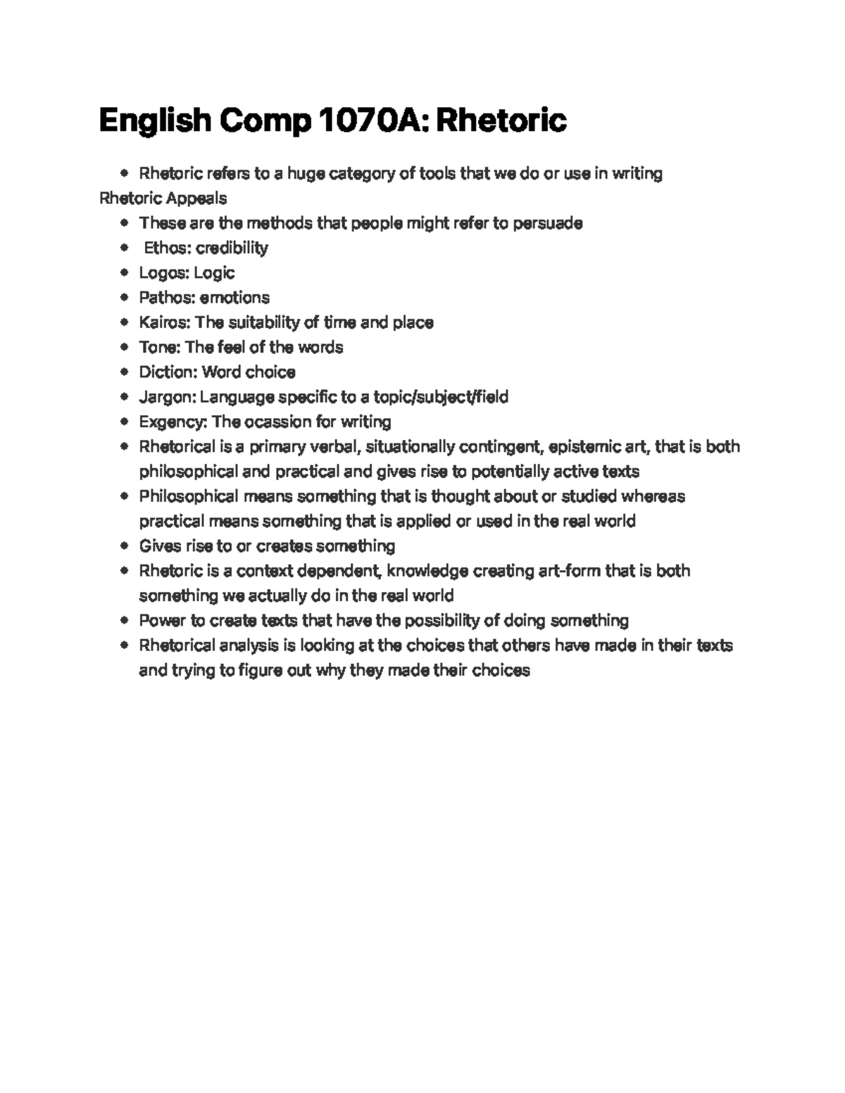 English Comp 1070A Rhetoric - E n g l i s h C o m p 1 070A : R h e to r ...