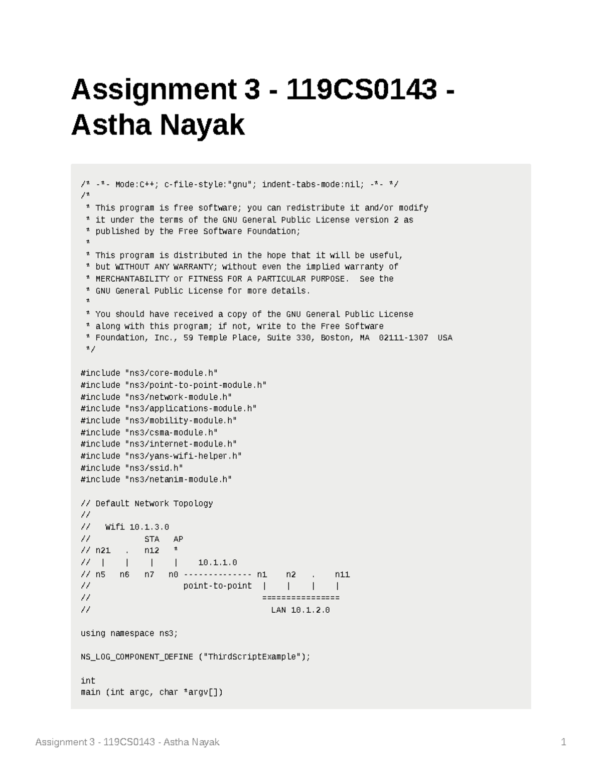 Assignment 3 - 119CS0143 - Assignment 3 - 119CS0143 - Astha Nayak /* - Mode:C++; - Studocu
