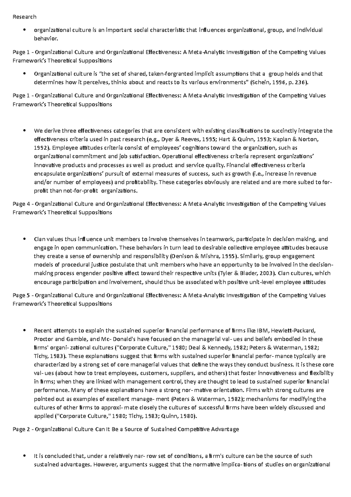 Articles on business organisational culture and the influence on ...