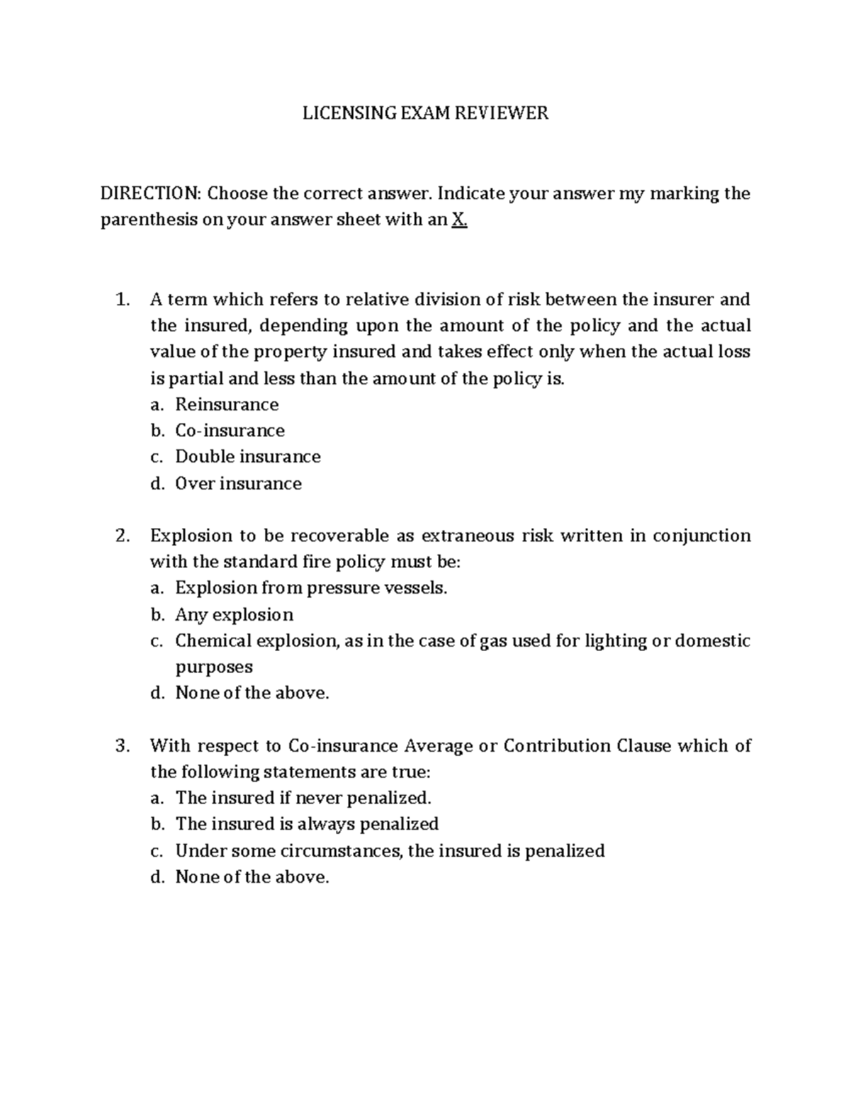 Licensing EXAM Reviewer WITH Answer KEY - LICENSING EXAM REVIEWER ...