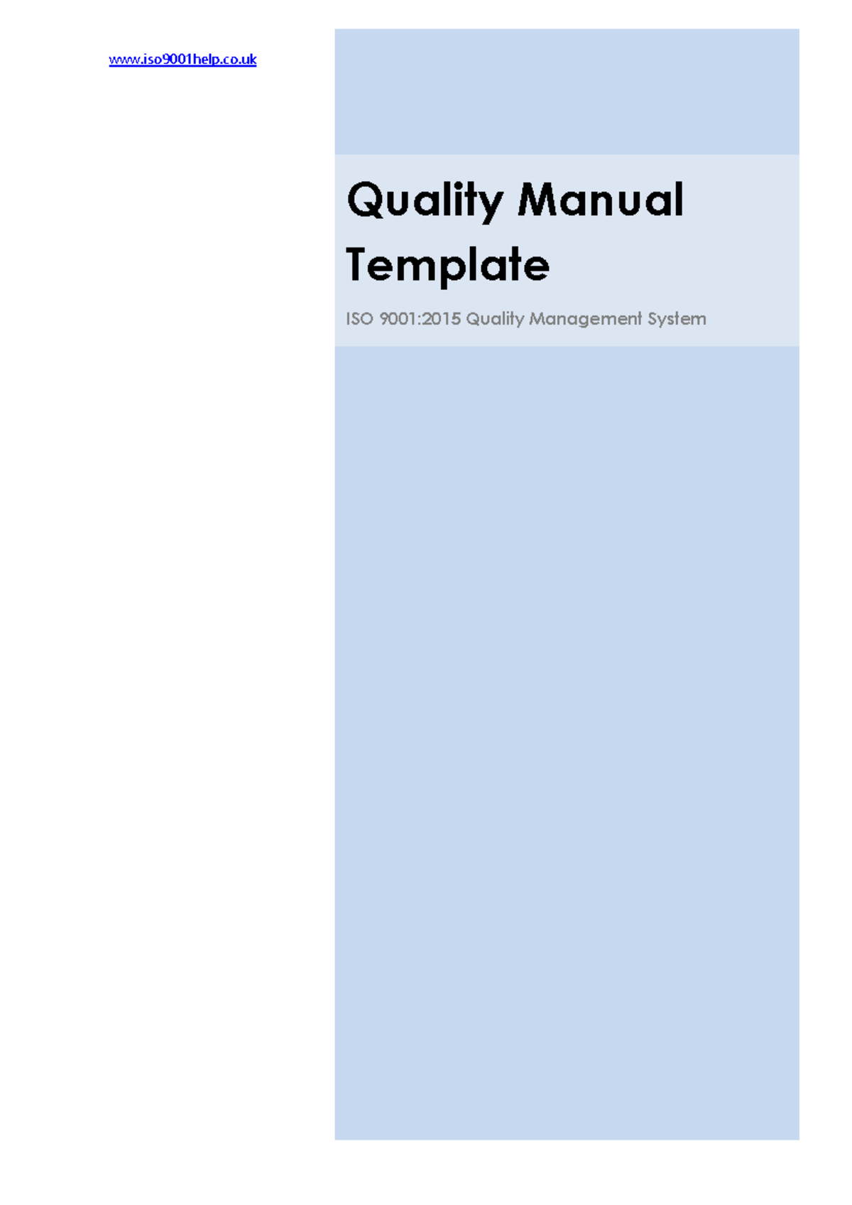 Manual Calidad 1S0 9001-2015 - iso9001help.co Quality Manual Template ...