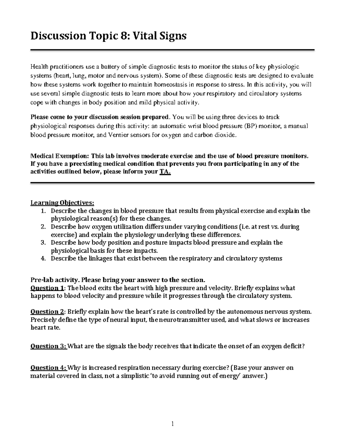 Week 8 Discussion Activity Vital Signs final - Discussion Topic 8 ...