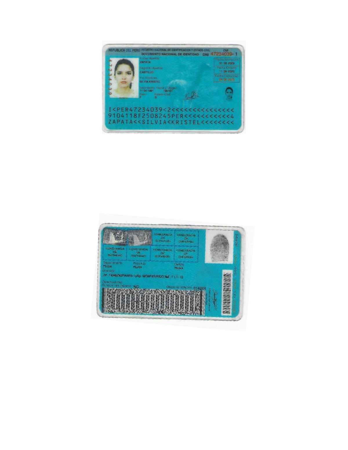 DNI - documento para presentar en oficina - REPUBLICA DEL PERU REGISTRO ...