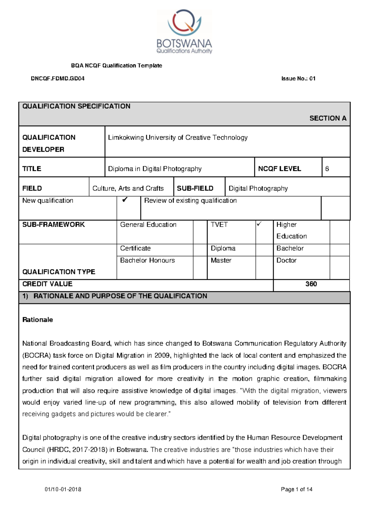 Q0418 - Diploma in Digital Photography - DNCQF.FDMD Issue No.: 01 ...