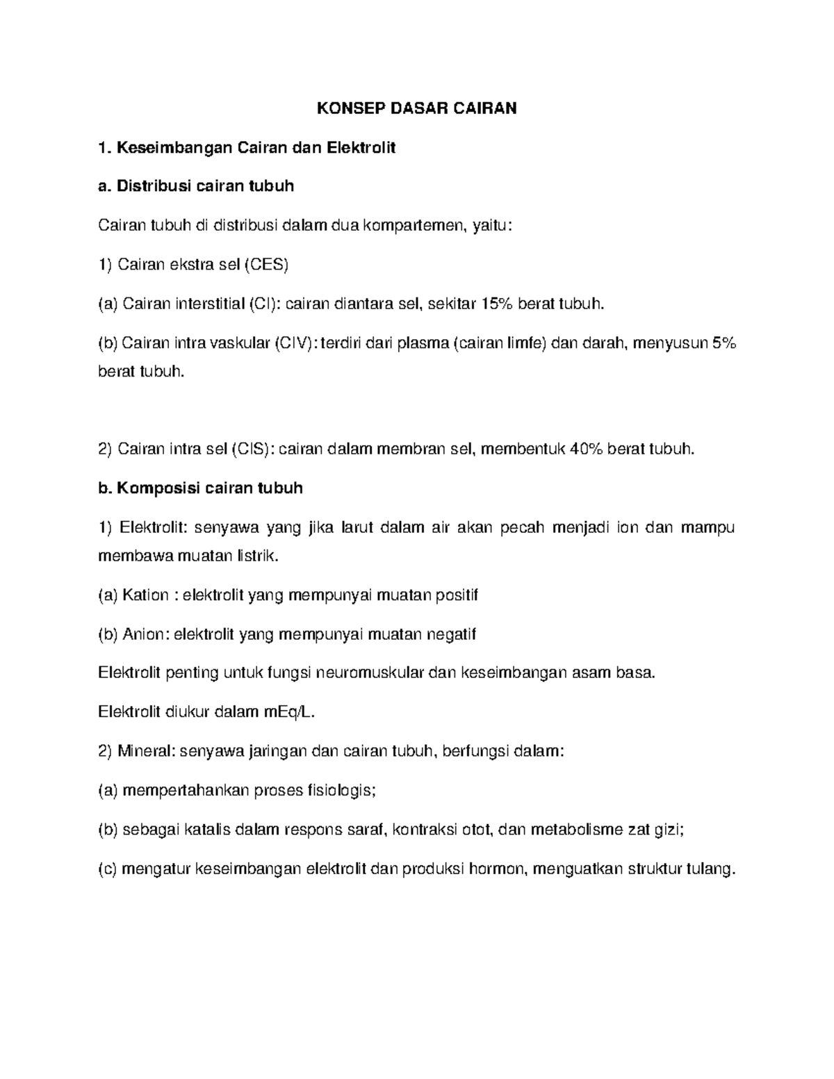 Konsep Dasar Cairan - KONSEP DASAR CAIRAN Keseimbangan Cairan dan ...