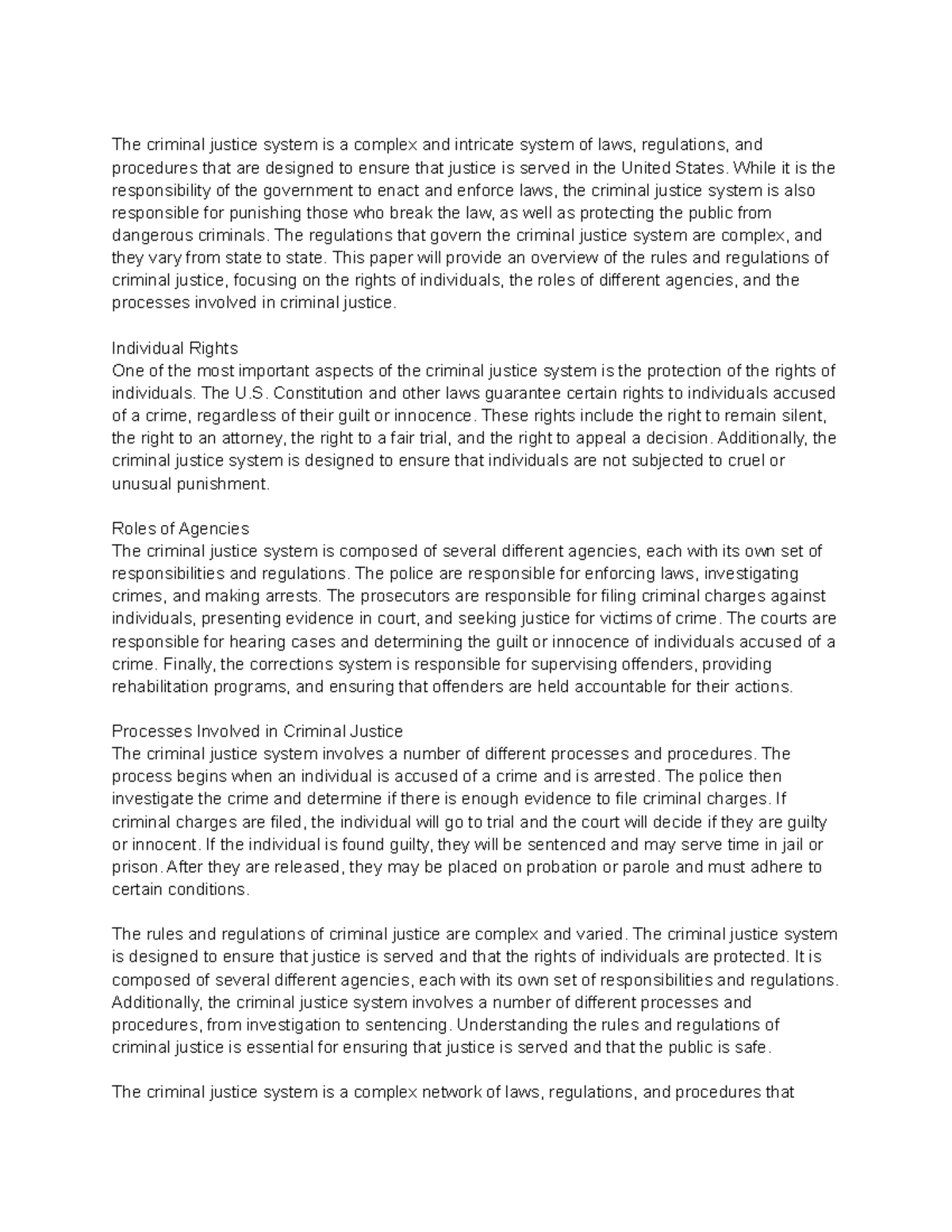 Rules and Regulations of Criminal Justice - The criminal justice system ...