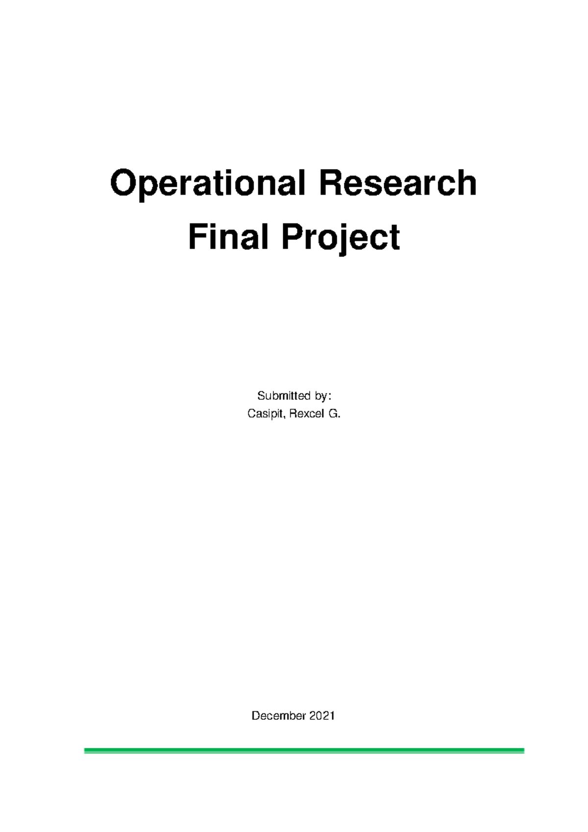 Final Project Operational Research - Operational Research Final Project ...