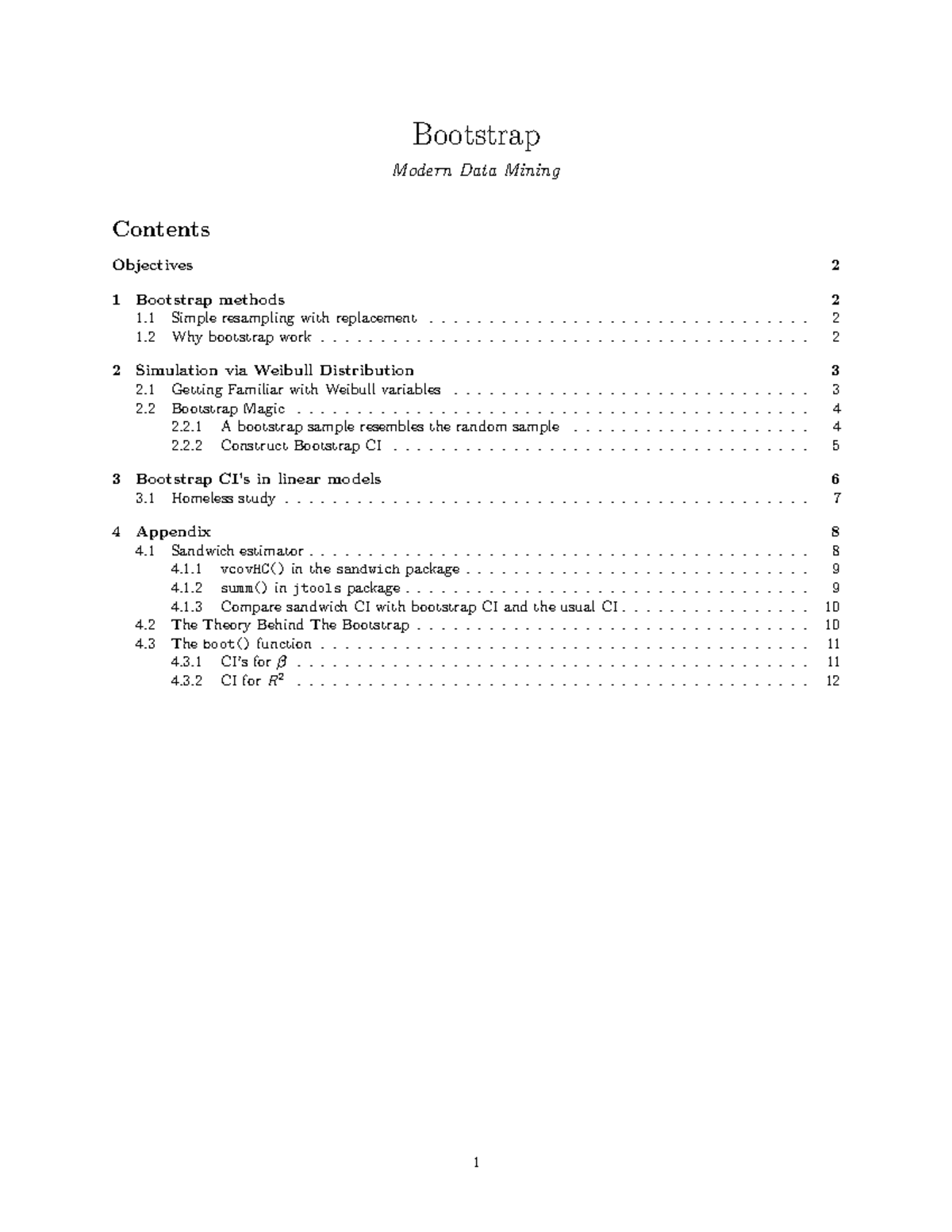 Lecture Boostrap - Bootstrap Modern Data Mining Objectives Contents 1 ...