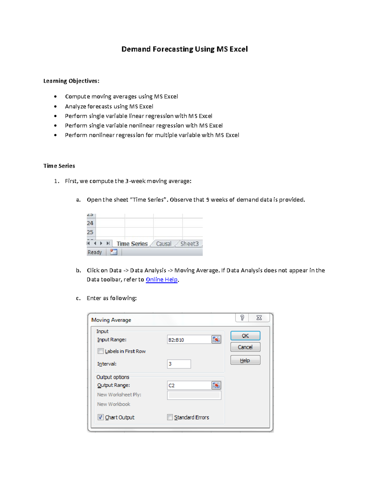 Week12Forecast - lec notes - Demand Forecasting Using MS Excel Learning ...