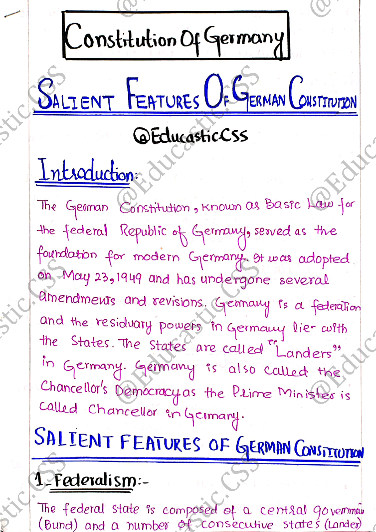 Constitution of Germany - Constitutional Law-I - @Educastic @Educ ...