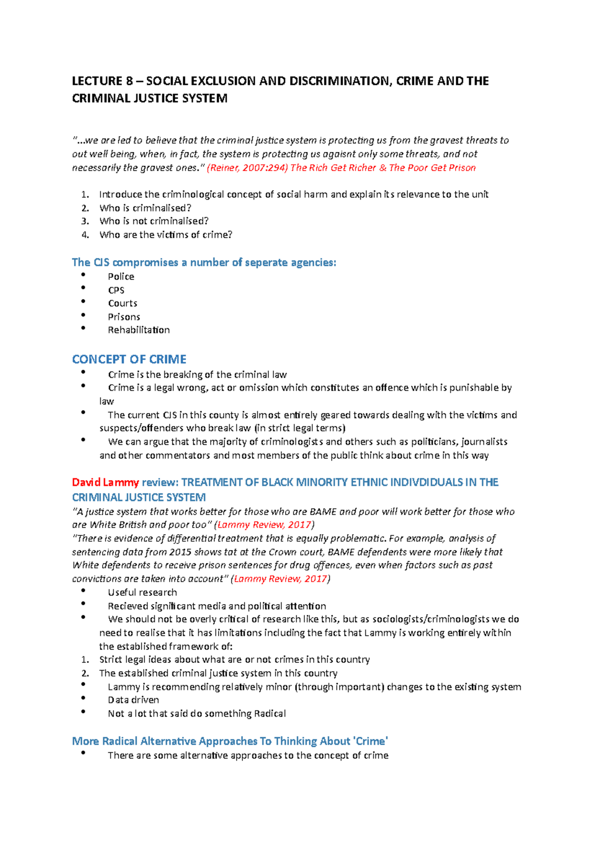 social exclusion and discrimination - LECTURE 8 – SOCIAL EXCLUSION AND ...