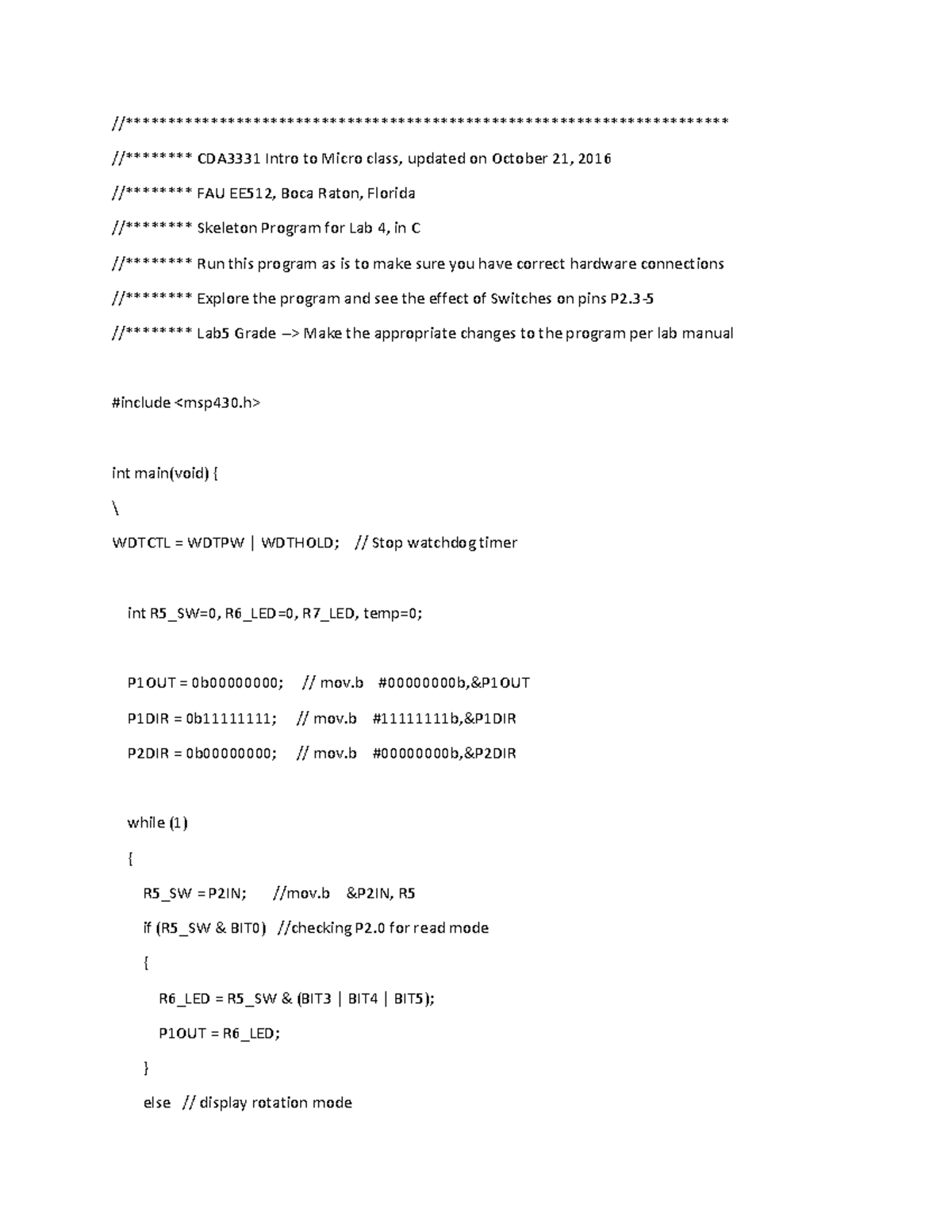 Lab4 - Code for Lab 4 ...