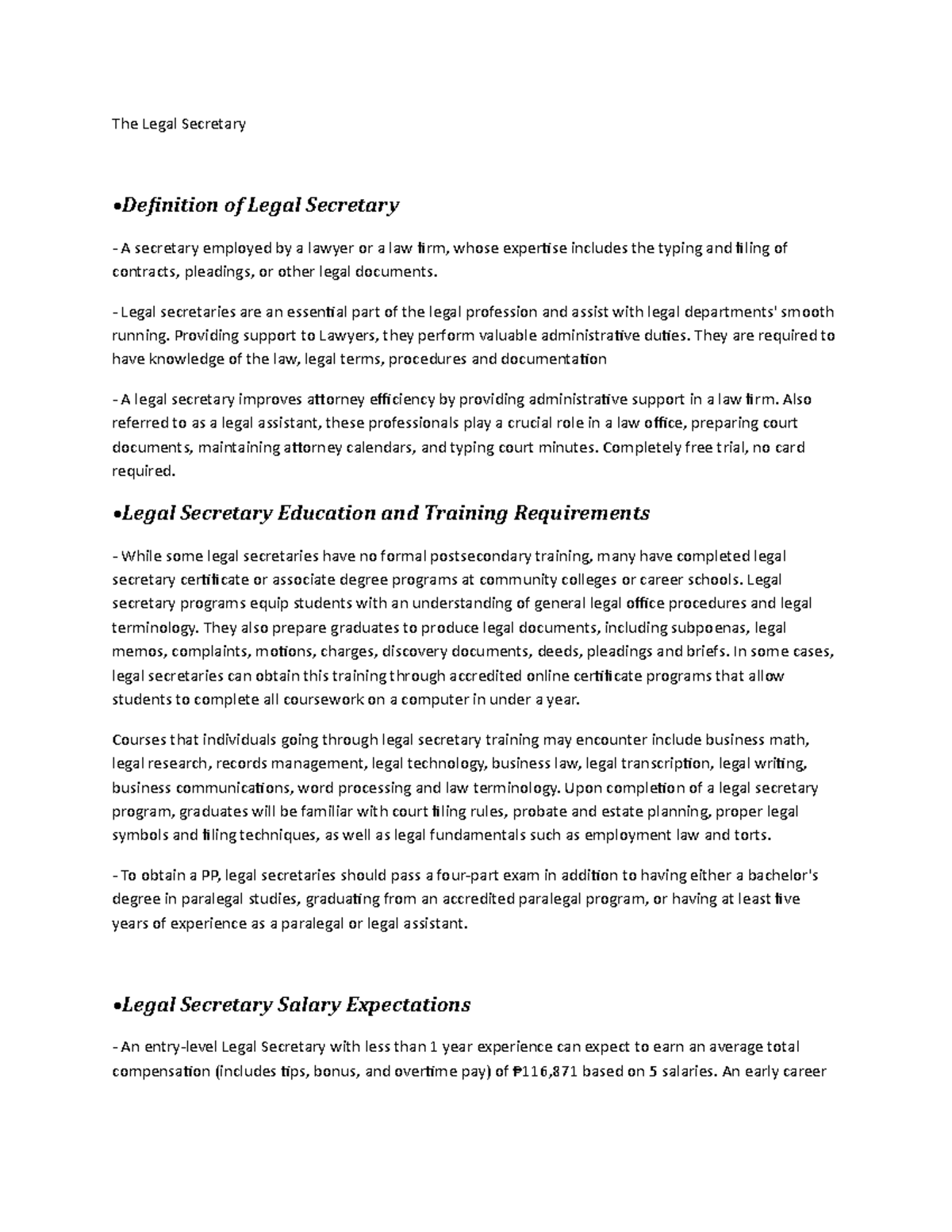 Legal- Office - Nhjhvvj - The Legal Secretary •Definition of Legal ...