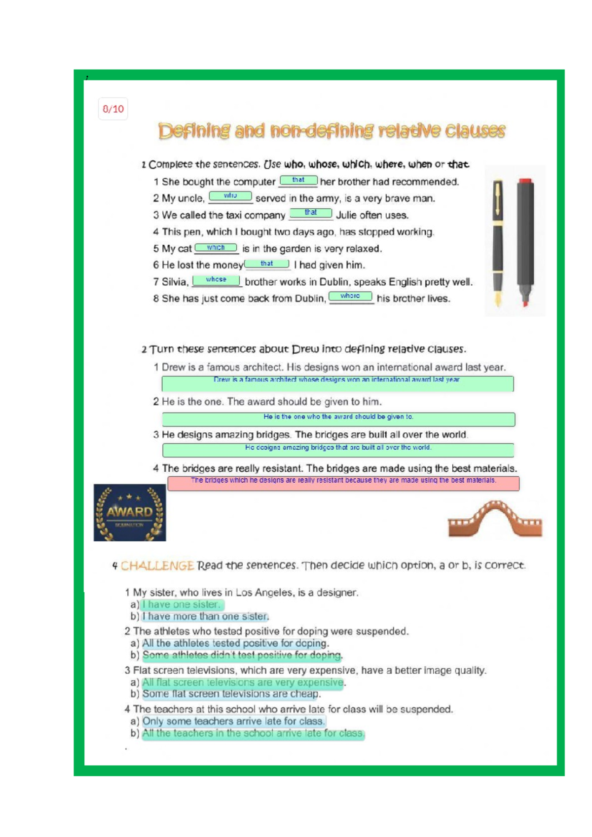 Live worksheets relative clauses - Defining and non defining relative ...