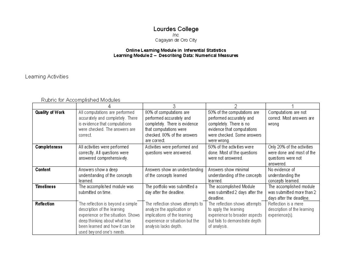 Module 2 Activities - The science of collecting, organizing, presenting ...