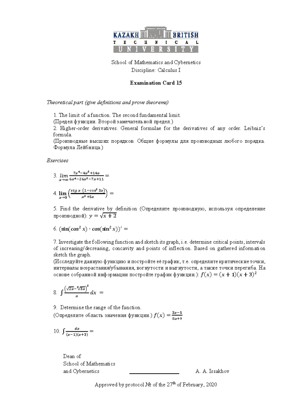 15 calculus 1 - School of Mathematics and Cybernetics Discipline ...