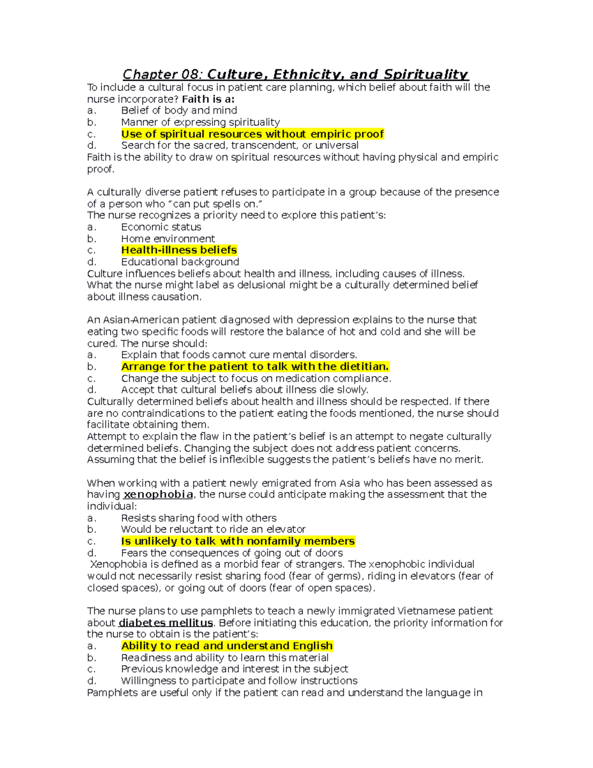 Culture ethic spirituality questions - Chapter 08: Culture, Ethnicity ...