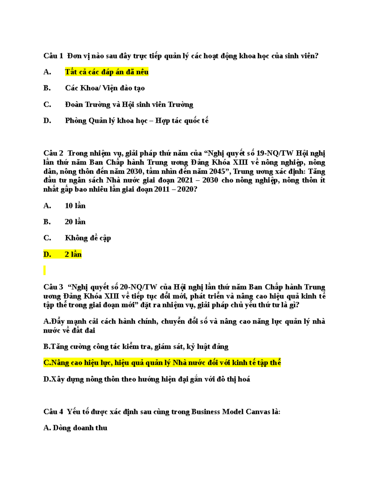tài liệu sinh hoạt công dân K47 - Câu 1 Đ n v nào sau đây tr c ti p qu n lý các ho t đ ng khoa h ...