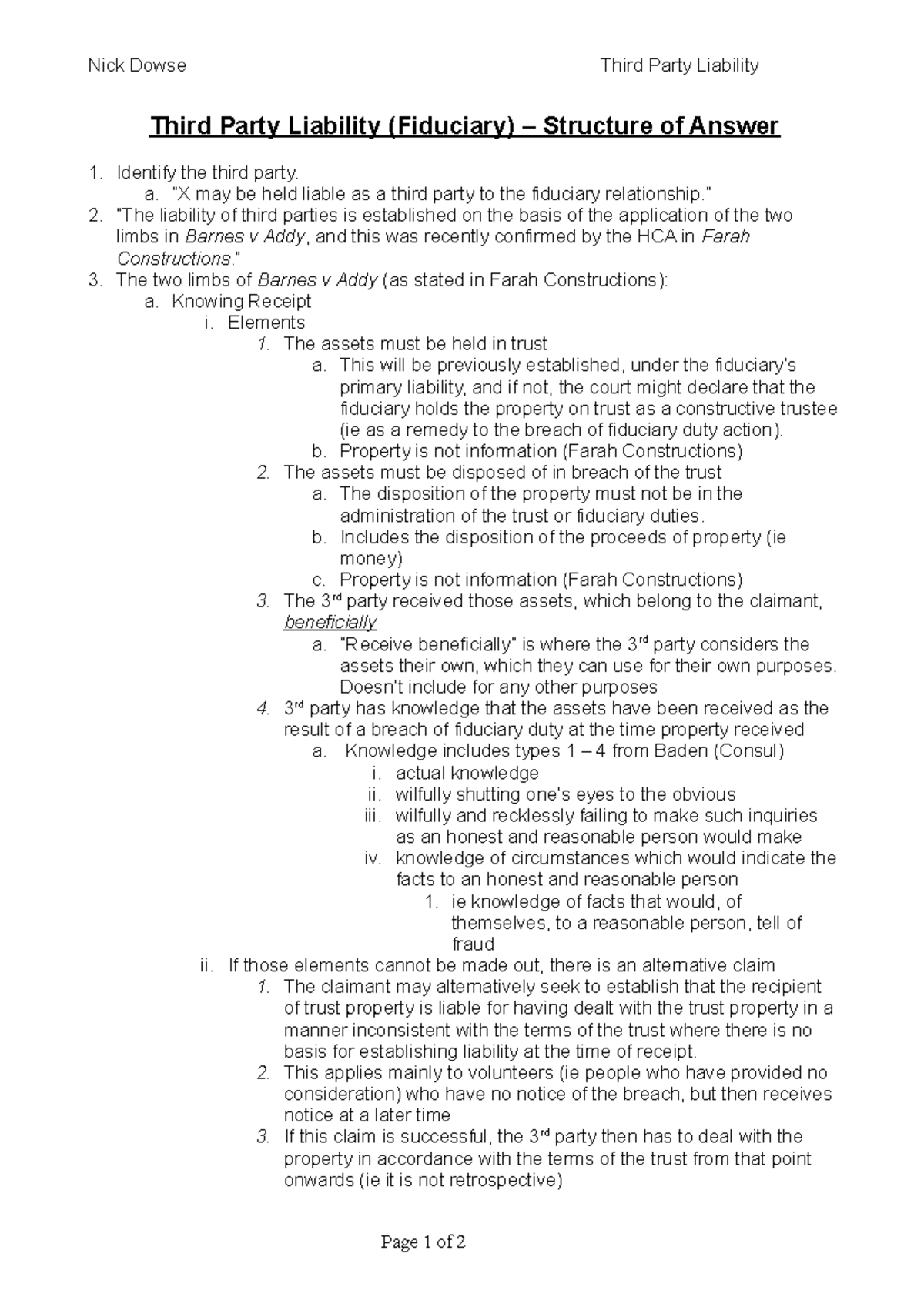 Third Party Liability - Nick Dowse Third Party Liability Third Party ...