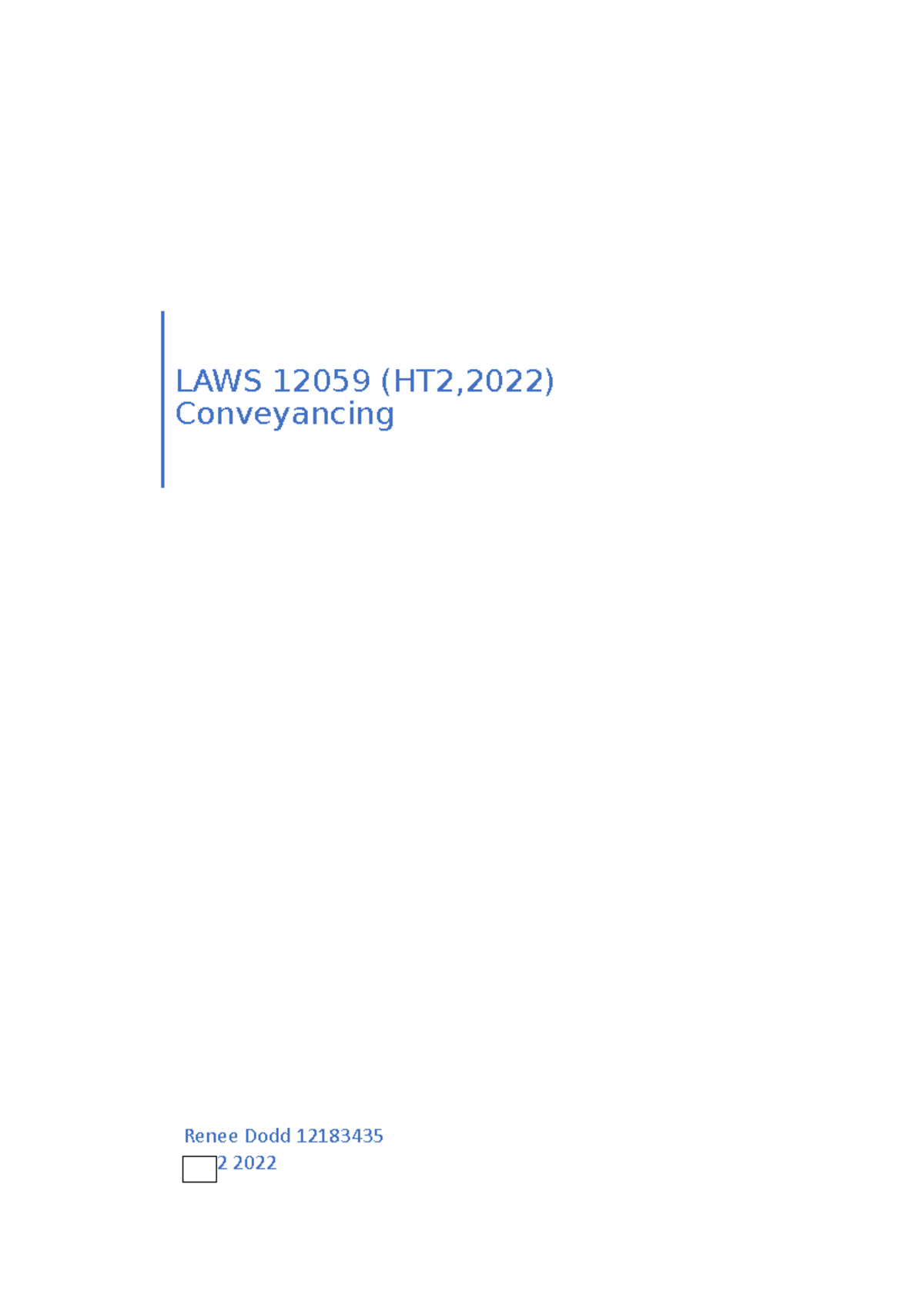 Laws 12059 Assessment 1 R Dodd 12183435 - Renee Dodd 12183435 2 2022 ...