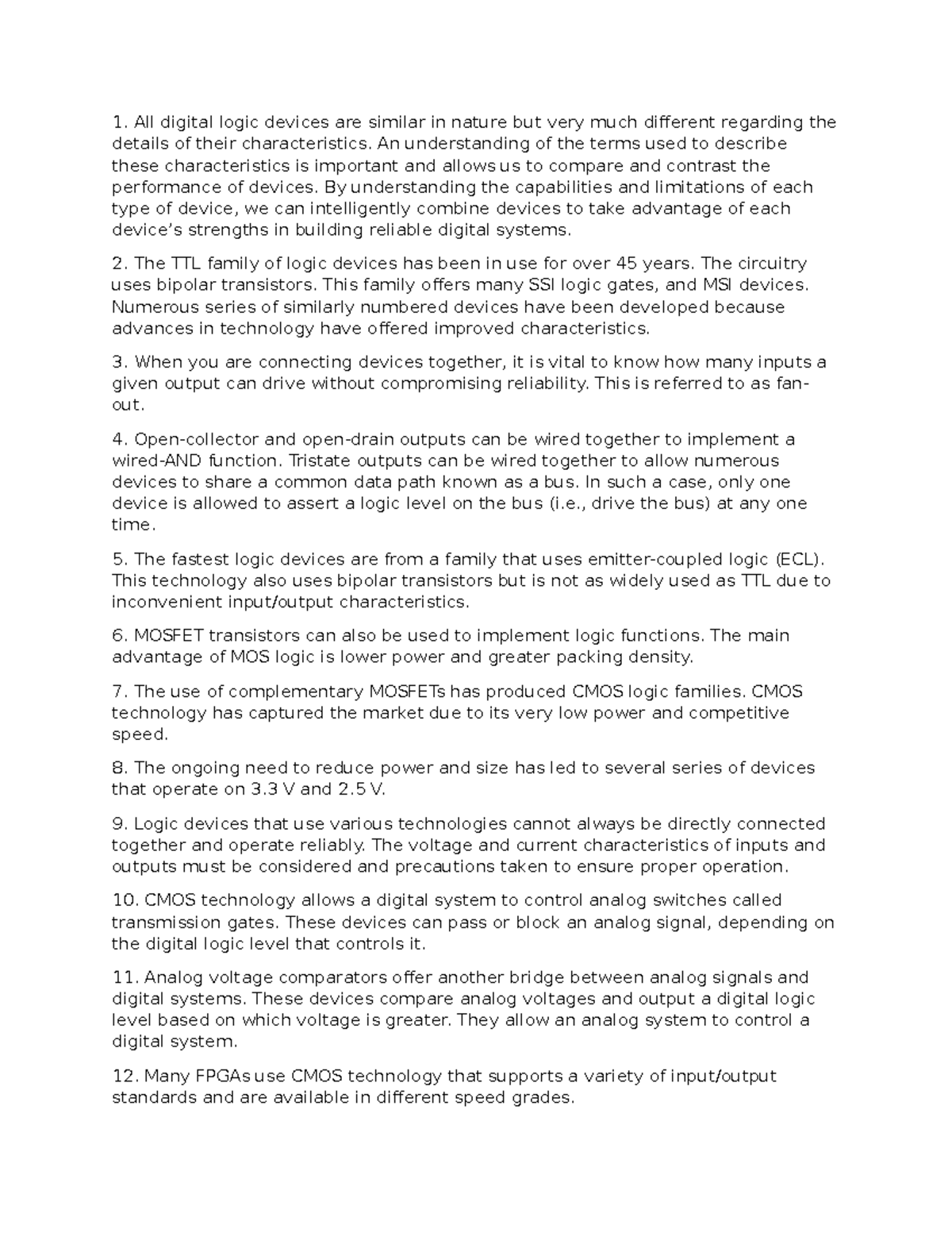 this is Digital electronics chapter 8 summary - 1. All digital logic ...