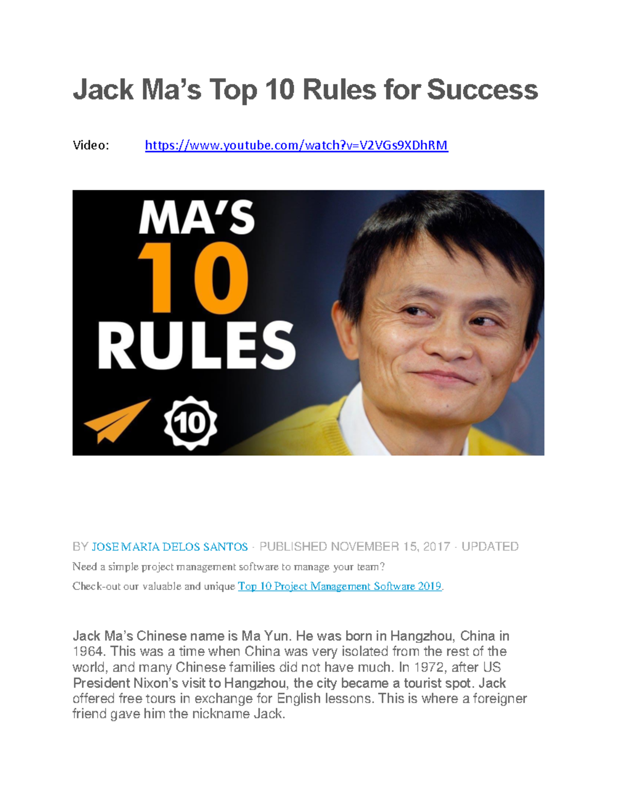 R V8 Jack Ma's 10 Rules for Success - Jack Ma’s Top 10 Rules for ...