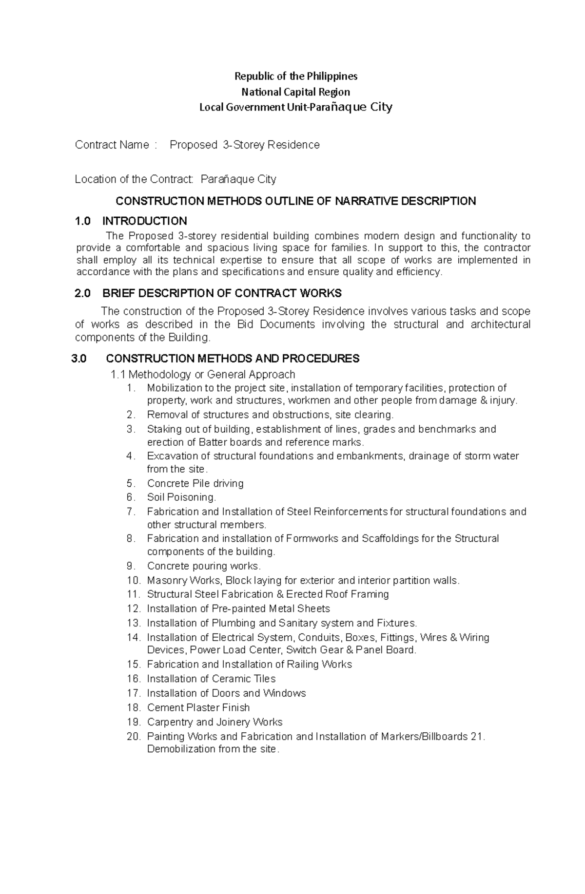 Construction- Methods - Republic of the Philippines National Capital ...