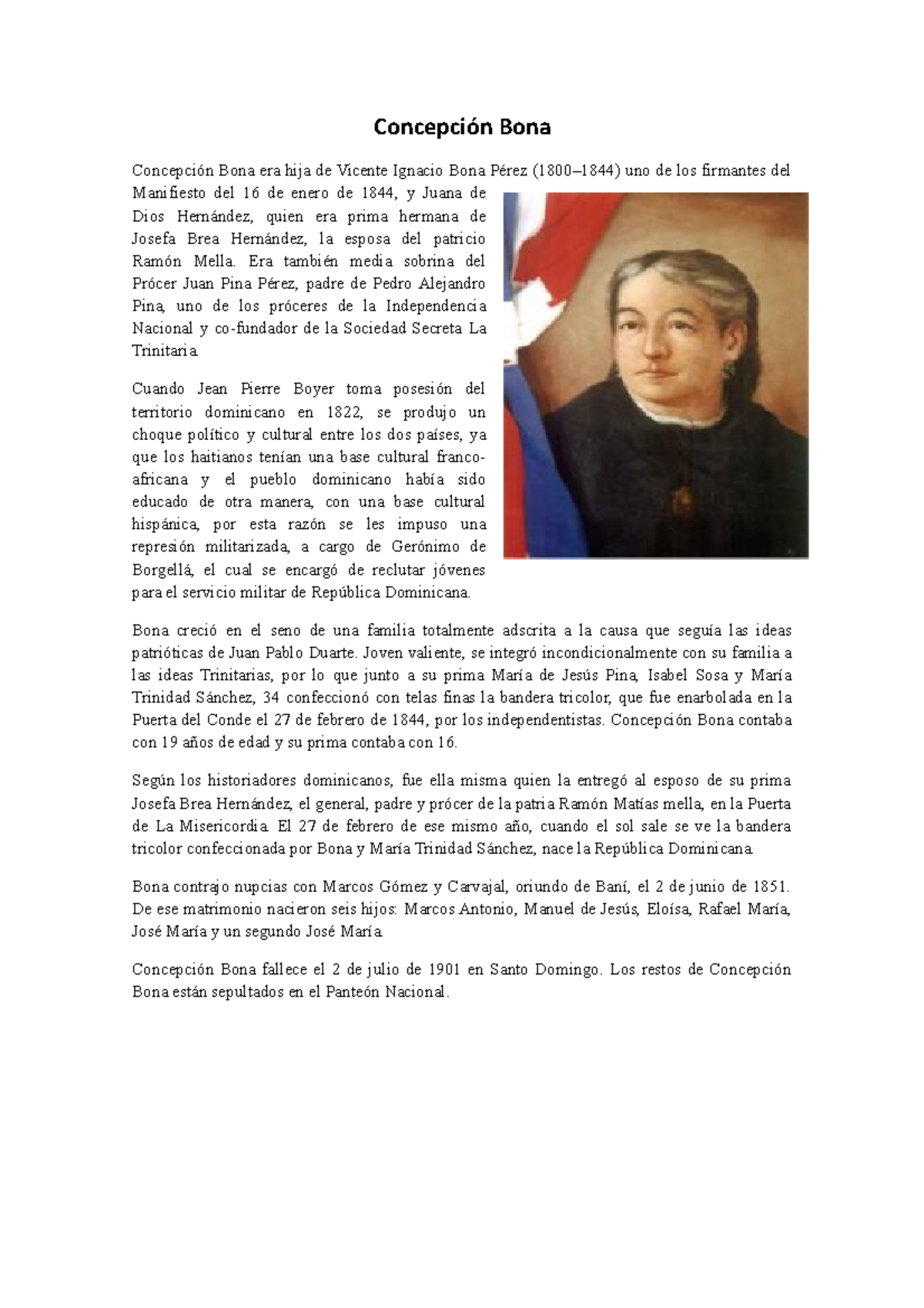 Concepcion bona - Concepción Bona Concepción Bona era hija de Vicente Ignacio Bona Pérez (1800 ...