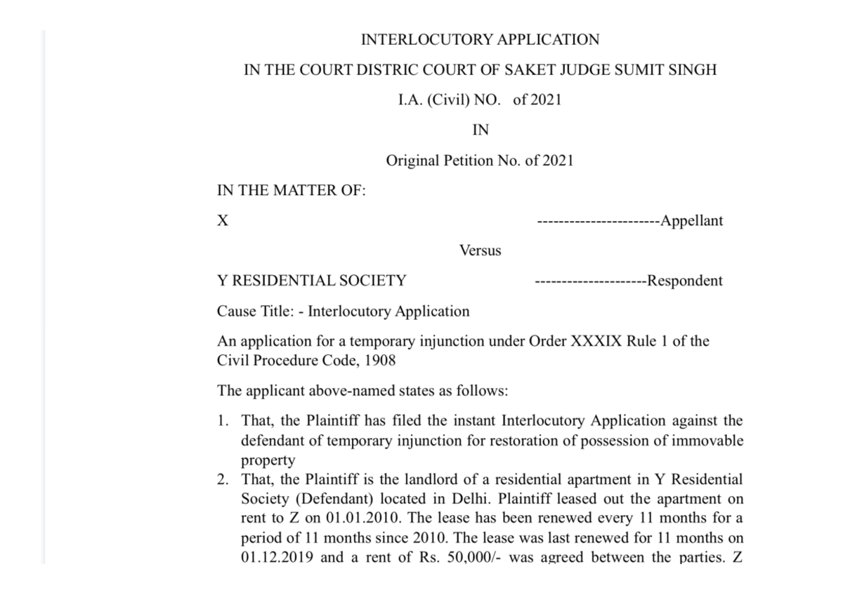 Interlocutory Application - Property Law - Studocu