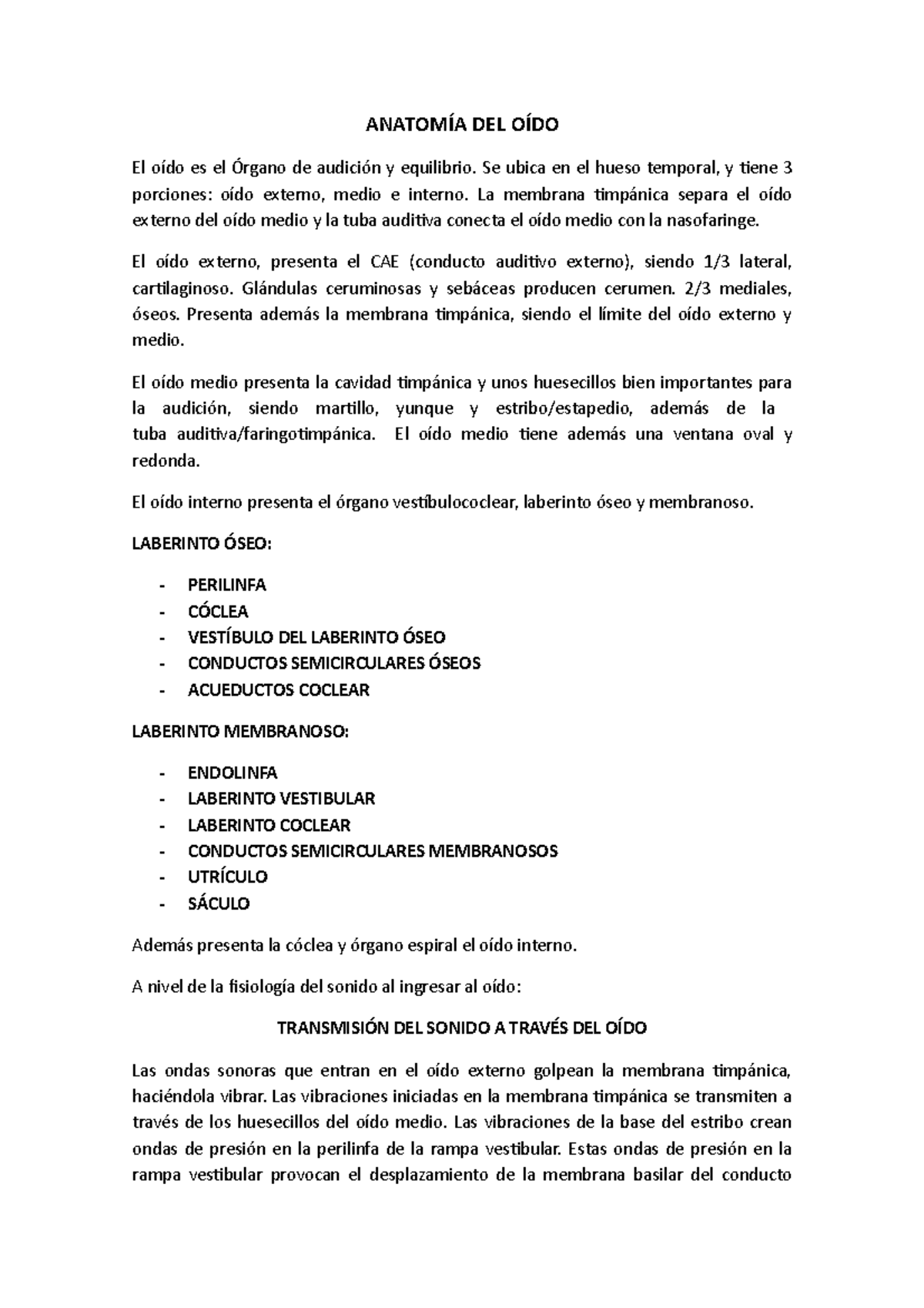 Anatomía DEL OÍDO - Resumen Netter Atlas De Anatomia Humana - ANATOMÍA ...