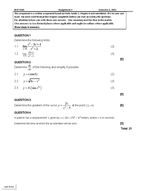 Mat1581 Assignment 4 Semester 2 Mat1581 Assignment 4 Semester 2 2023