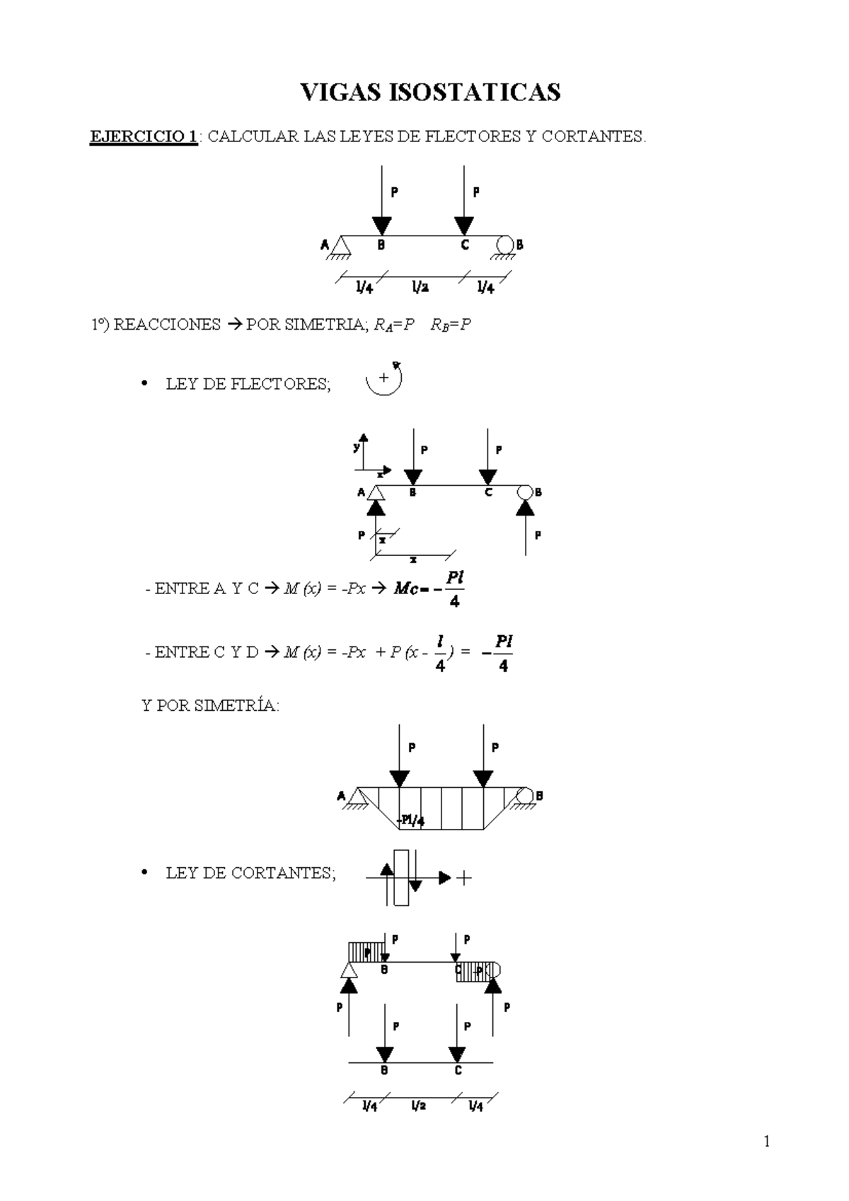 6. ejercicios isostatico - VIGAS ISOSTATICAS EJERCICIO 1: CALCULAR LAS ...