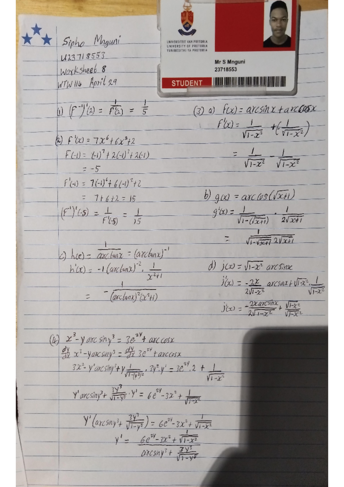 Worksheet 8 - WTW114 - Studocu