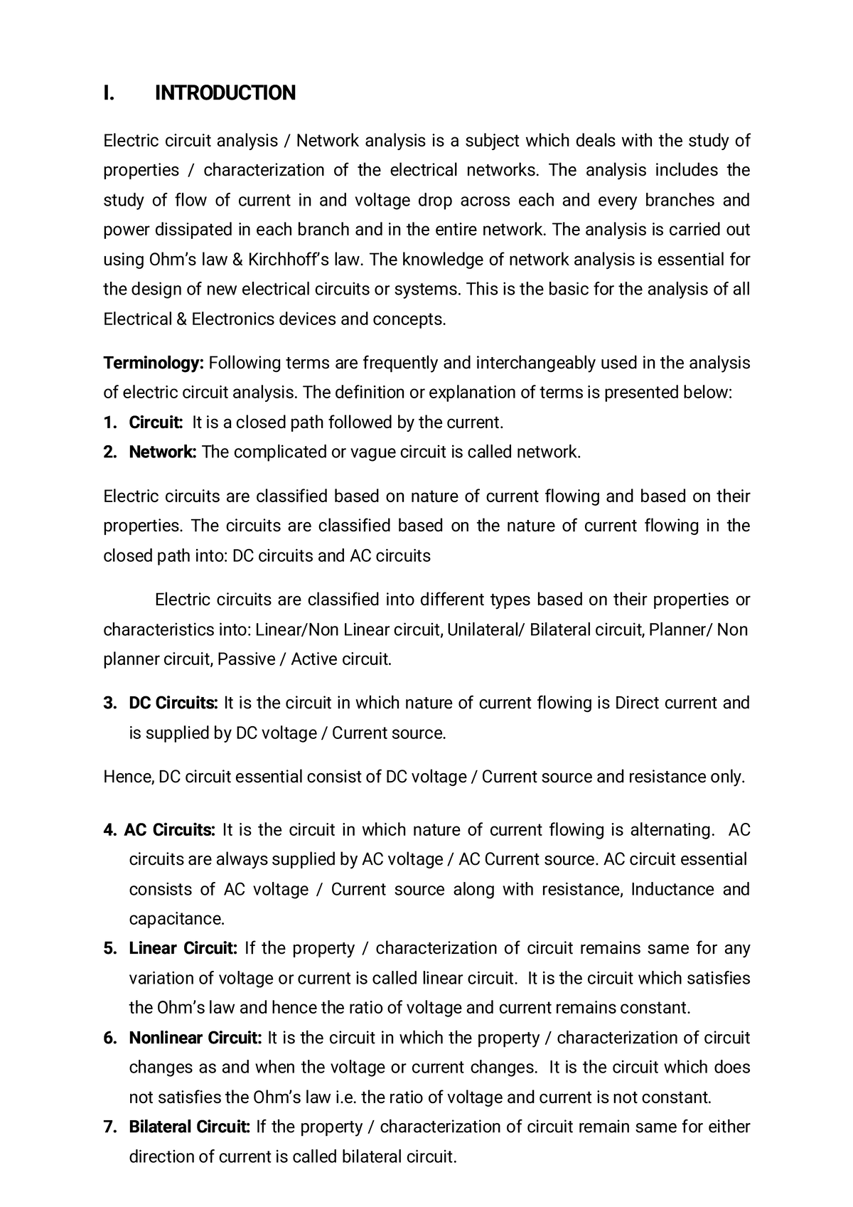 ECA model 1 - Useful notes - I. INTRODUCTION Electric circuit analysis ...