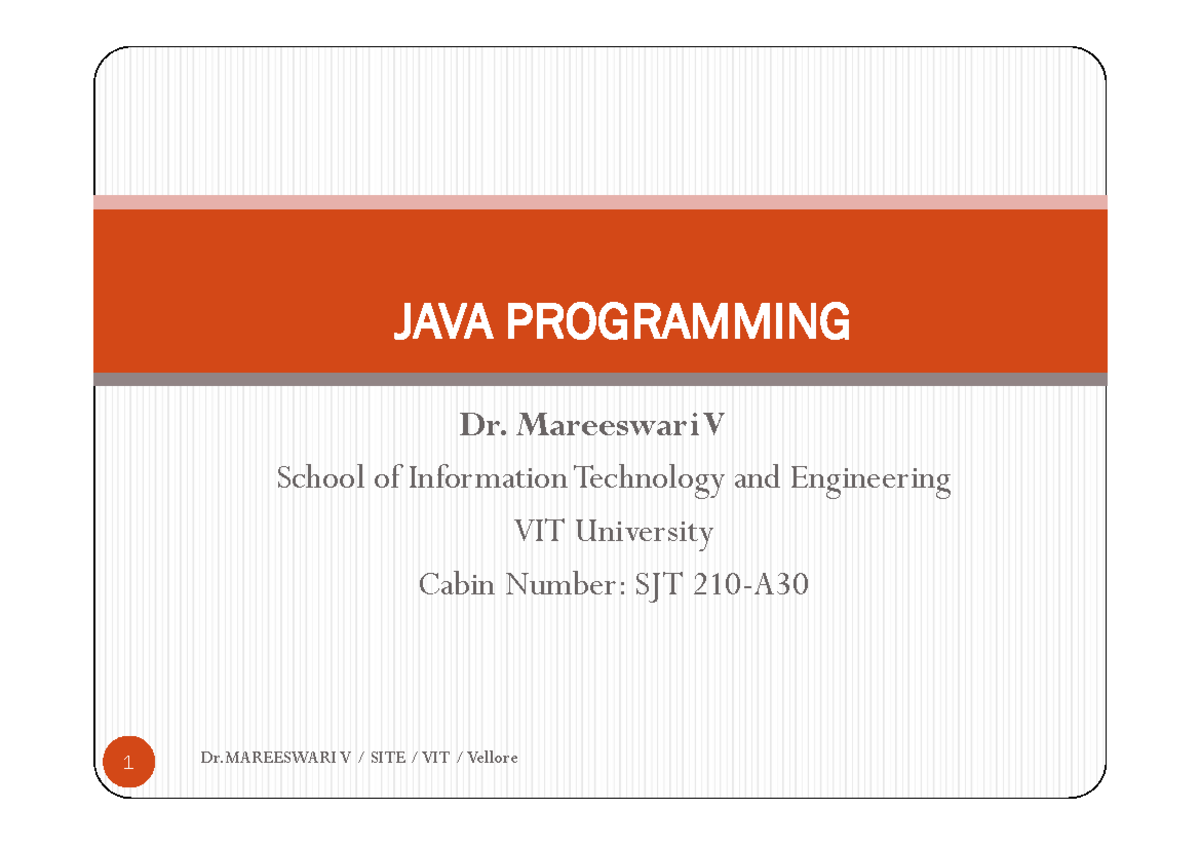 Arrays AND Strings - Dr. Mareeswari V School of Information Technology ...