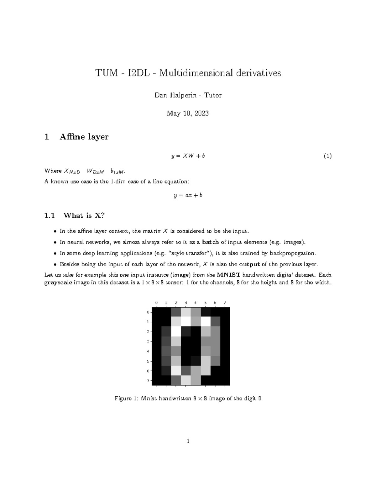 TUM I2DL Multidimensional derivatives - TUM - I2DL - Multidimensional derivatives Dan Halperin ...