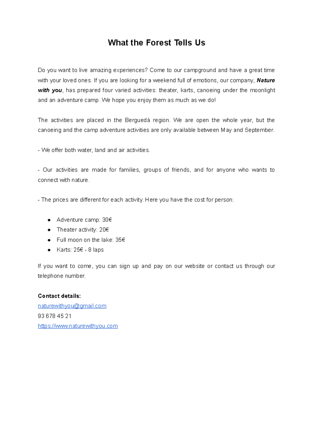 CA5 Leaflet example - What the Forest Tells Us Do you want to live ...