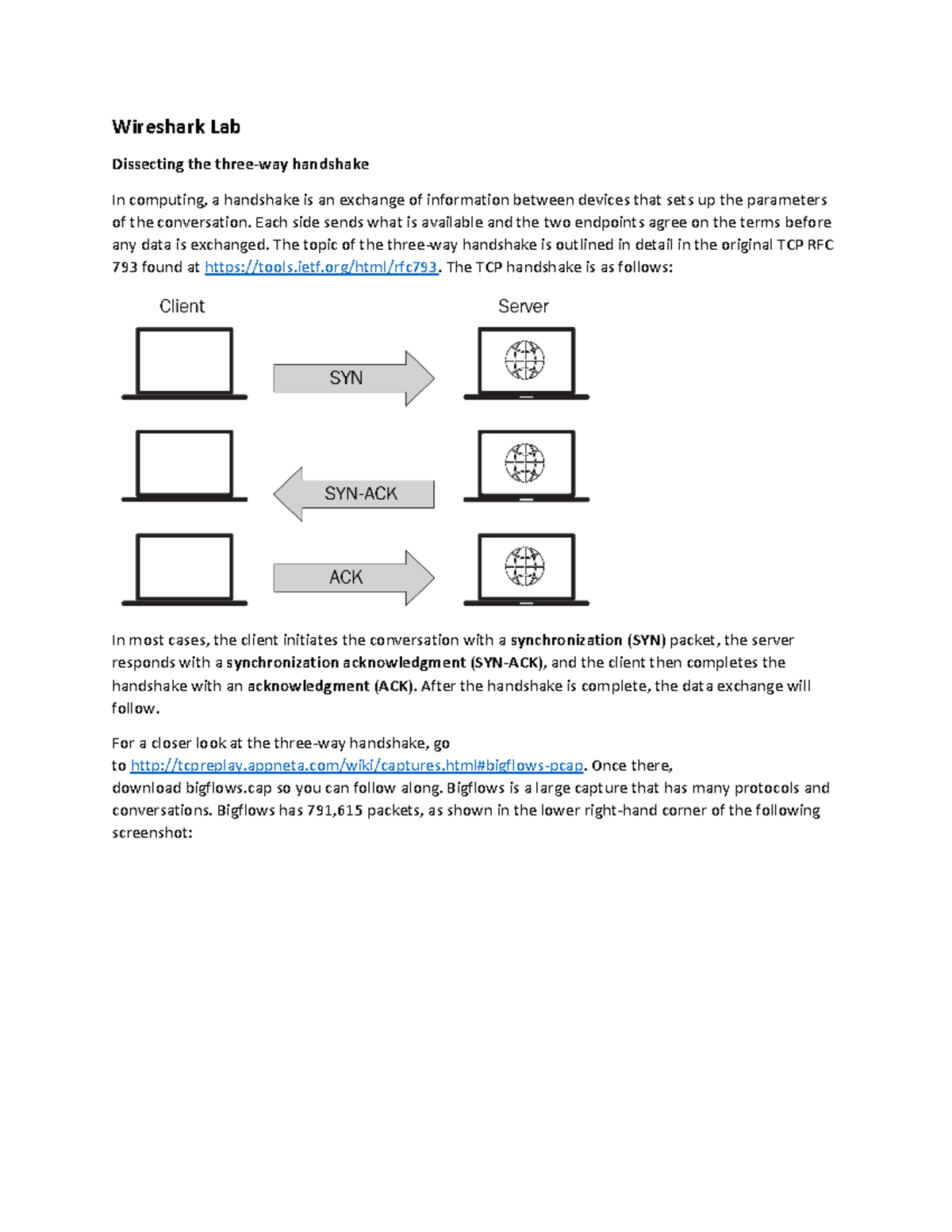Wireshark Lab - adasd - Wireshark Lab Dissecting the three-way ...