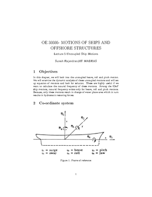 OE3035 Lecture 3 Forced Oscillation 1DOF - OE 30305- MOTIONS OF SHIPS ...