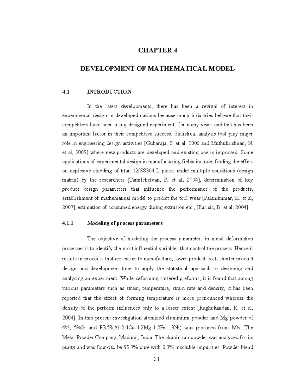 Manufacturing of material-11 - CHAPTER 4 DEVELOPMENT OF MATHEMATICAL ...