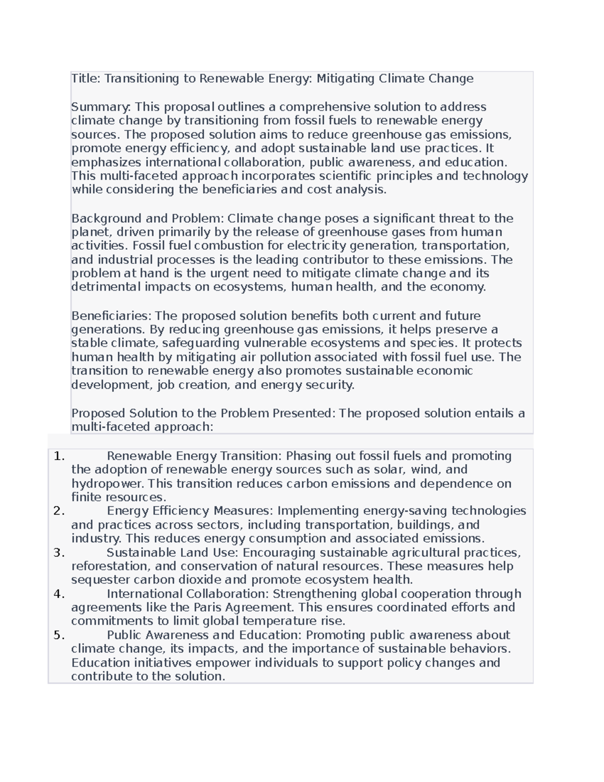 STEMazing - Title: Transitioning to Renewable Energy: Mitigating ...