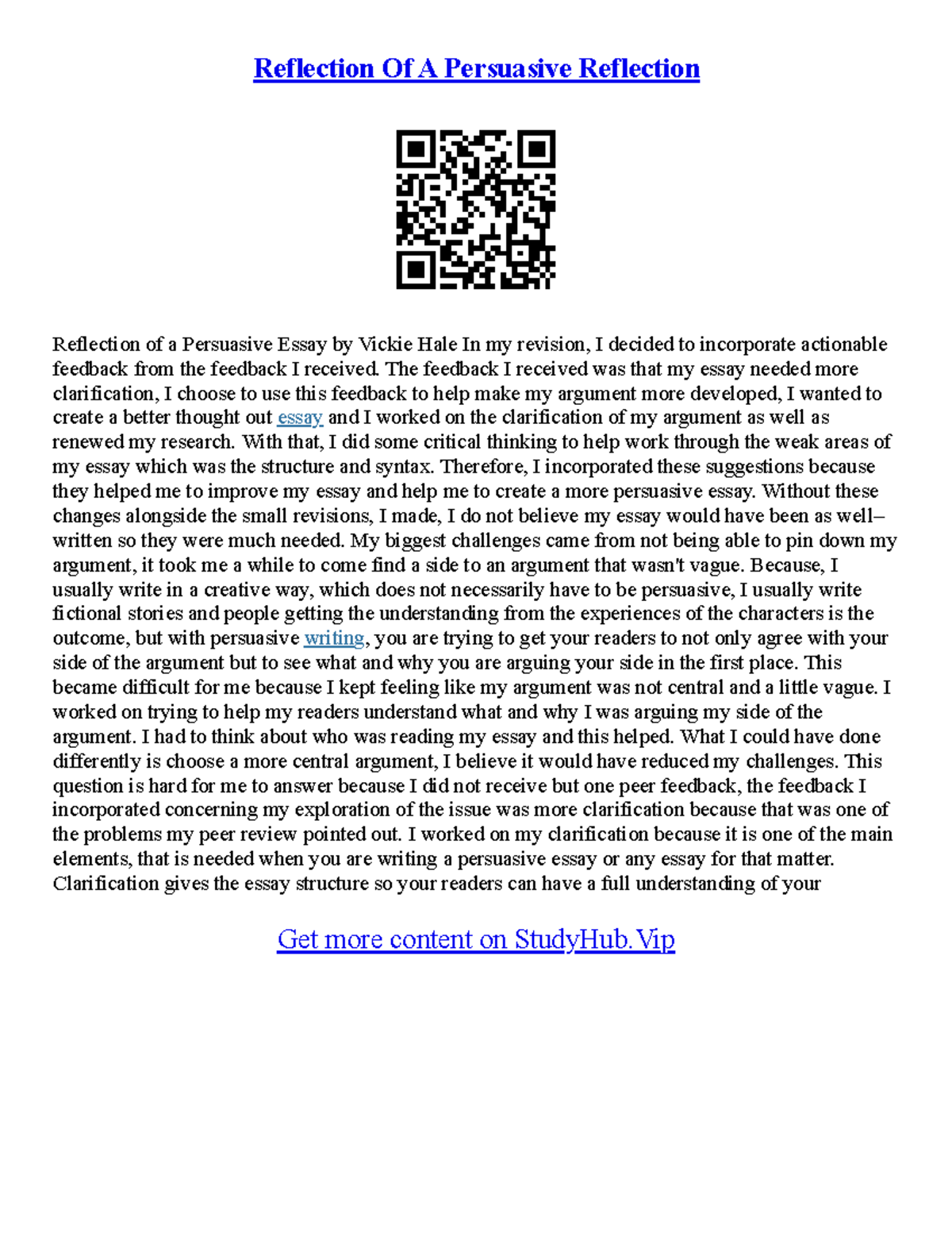 Persuasive Essay Writing - Reflection Of A Persuasive Reflection ...